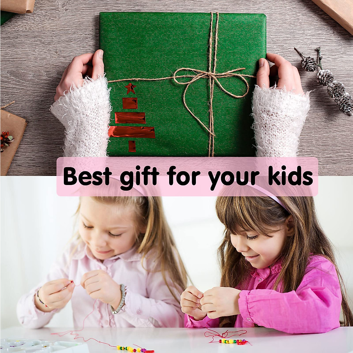 Dowsabel Bracelet Making Kit, Beads for Bracelets Making Pony Beads Polymer Clay Beads Smile Face Beads Letter Beads for Jewelry Making, DIY Arts and Crafts Gifts for Girls Age 6 7 8 9 10-12