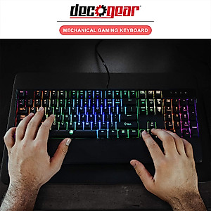 Deco Gear MECHBRD100 Mechanical Gaming Keyboard - RGB Back Lighting - Anti-Ghosting Black - (Renewed)