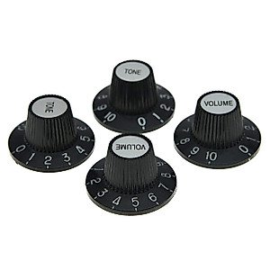 KAISH 4X Black with Silver Cap LP Guitar Witch Hat Knobs Top Hat Knob for Epi Les Paul SG