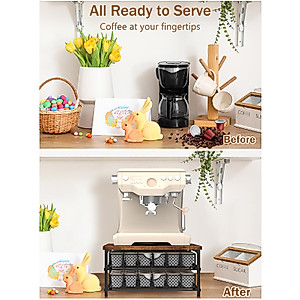 MOOACE Coffee Pod Holder for K Cup Holder Drawer Holder, Coffee Pod Drawer For Counter, 2 Tier K-Cup Storage With Sliding Baskets, 72 Capacity Pods Organizer Cups Capsule for Coffee Station, Black