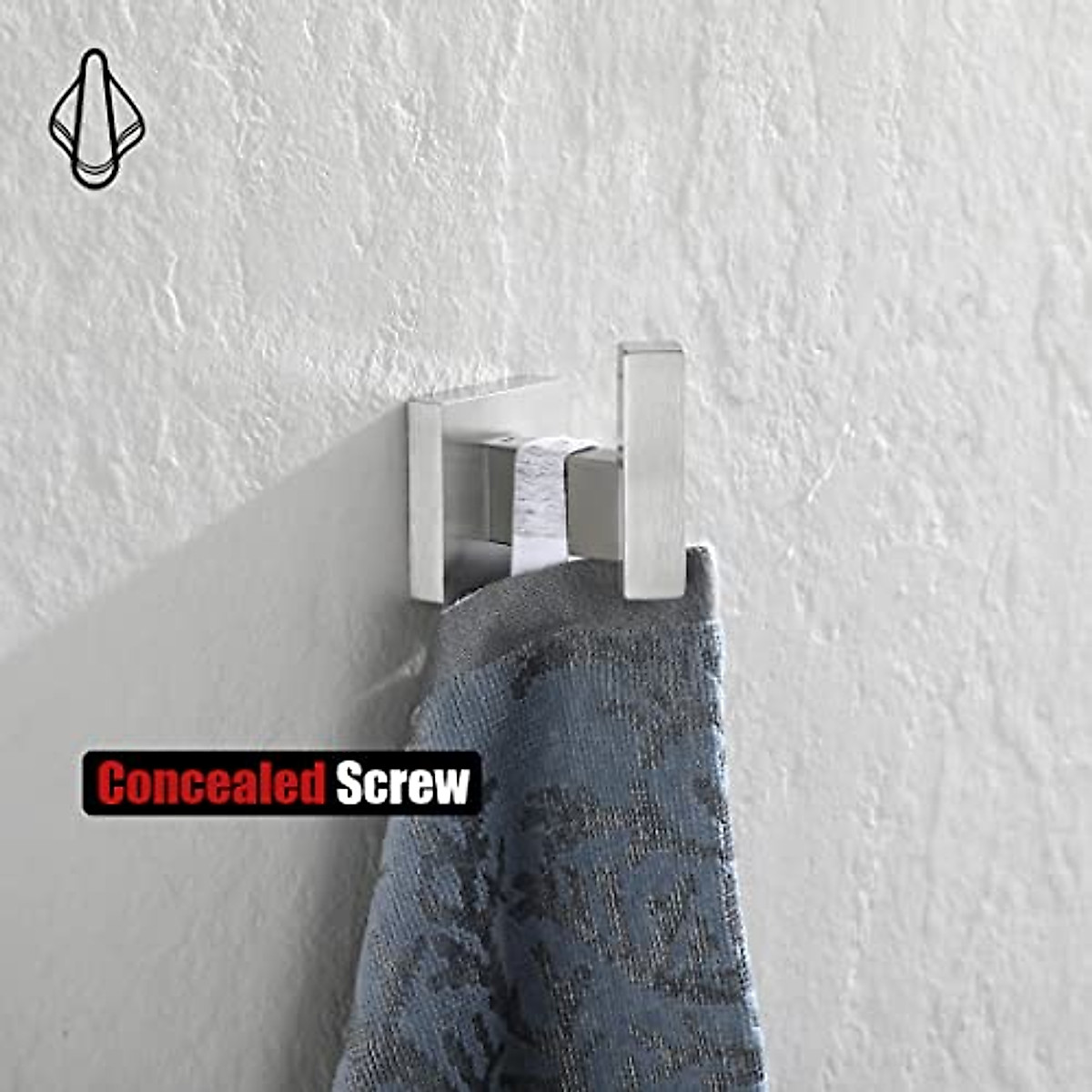 JQK Bathroom Towel Hook, Coat Robe Clothes Bath Wall Hooks for Kitchen Garage, 2 Pack Brushed Finish, TH230-BN-P2