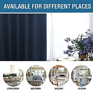 H.VERSAILTEX 100% Blackout Curtains for Bedroom Thermal Insulated Linen Textured Curtains Heat and Full Light Blocking Drapes Living Room Curtains 2 Panel Sets, 52x108 - Inch, Navy Blue