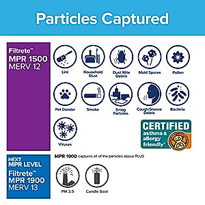 Filtrete 12x12x1 Air Filter, MPR 1500, MERV 12, Healthy Living Ultra-Allergen 3-Month Pleated 1-Inch Air Filters, 2 Filters
