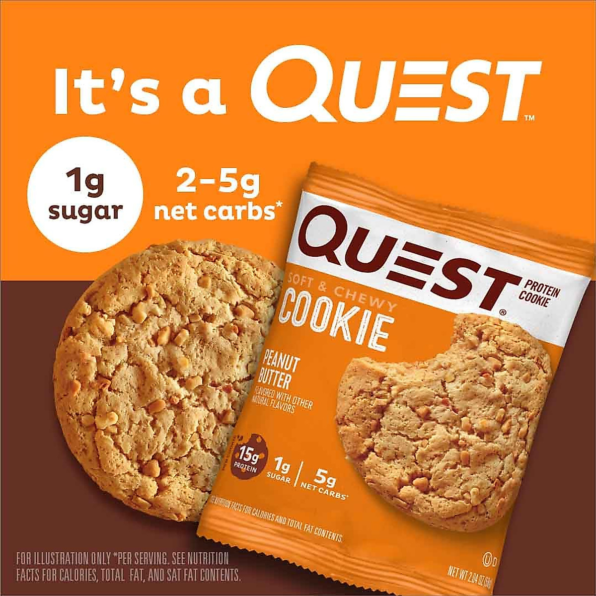 QUEST NUTRITION Peanut Butter Protein Cookie, 4 CT