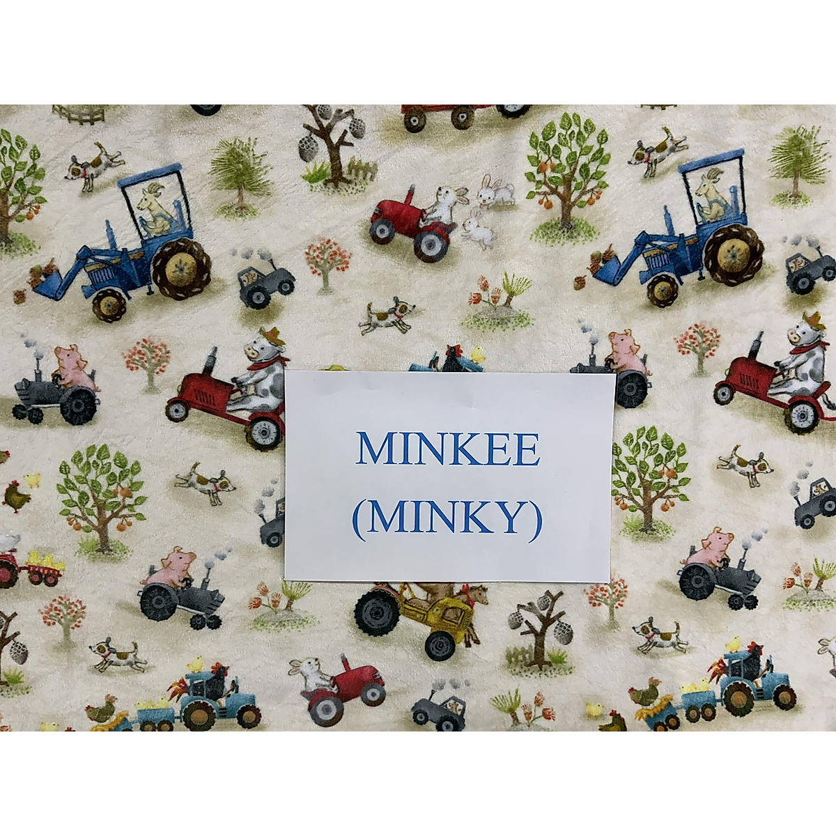 60” Wide Shannon Fabrics Minky Digital Cuddle Funny Farm Beige