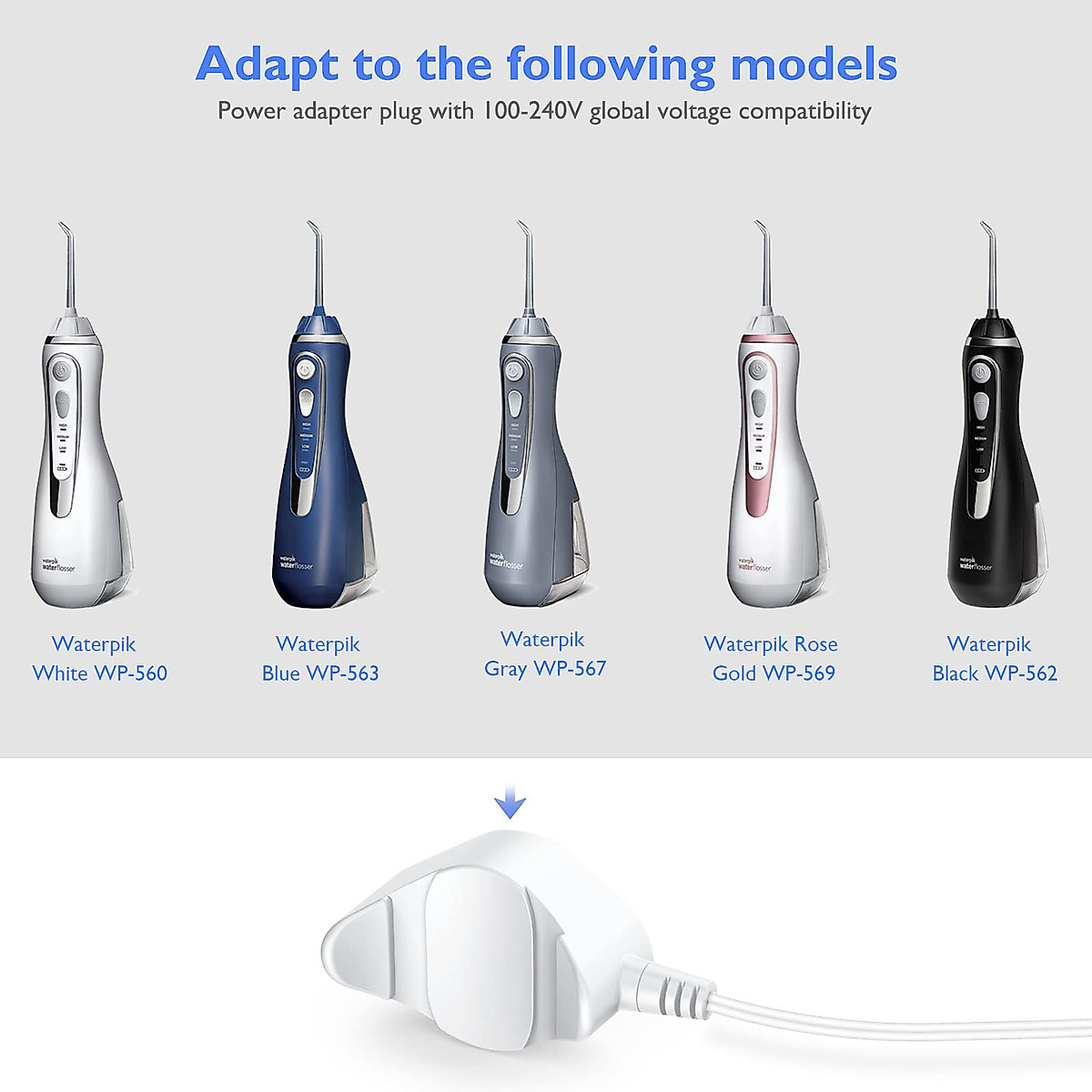 Czepa Water Pik Cordless Water Flosser Advanced WP-560 Magnetic Charging Base Compatible with Waterpik WP-560 WP-562 WP-563 WP-567 WP-569 Power Cord Supply Magnetic Charger Adapter