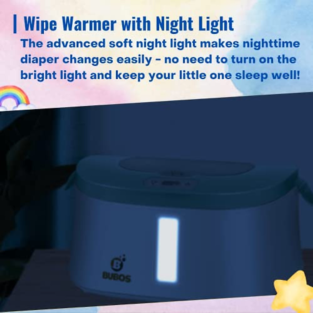 Bubos Upgraded Baby Wipe Warmer and Wet Wipes Dispenser with Advanced LED Night Light