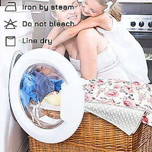 Baby Blanket for Girls, Super Soft Double Layer Minky Blankets with Dotted Backing, Floral Newborn Nursery Bed Blanket, Pink Flower, 30 X 40 Inches