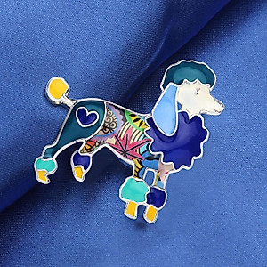 DUOWEI Cute Poodle Dog Brooch Pins for Women Teens Girls Floral Enamel Dog Brooch Jewelry Clothes Scarf Jacket Decoration (Blue)