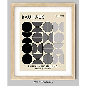 Bauhaus Mid Century Modern Wall Art - 11x14" UNFRAMED Print - Abstract, Minimal Wall Decor - Exhibition Poster Replication (Black)