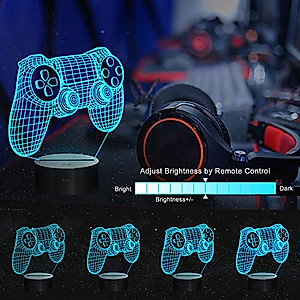 Ammonite 3D Gamepad Illusion Lamp, Game Controller Night Light with Remote Control and Timing Function 16 Color Changing Gaming Room Decor Best Gamer Gift