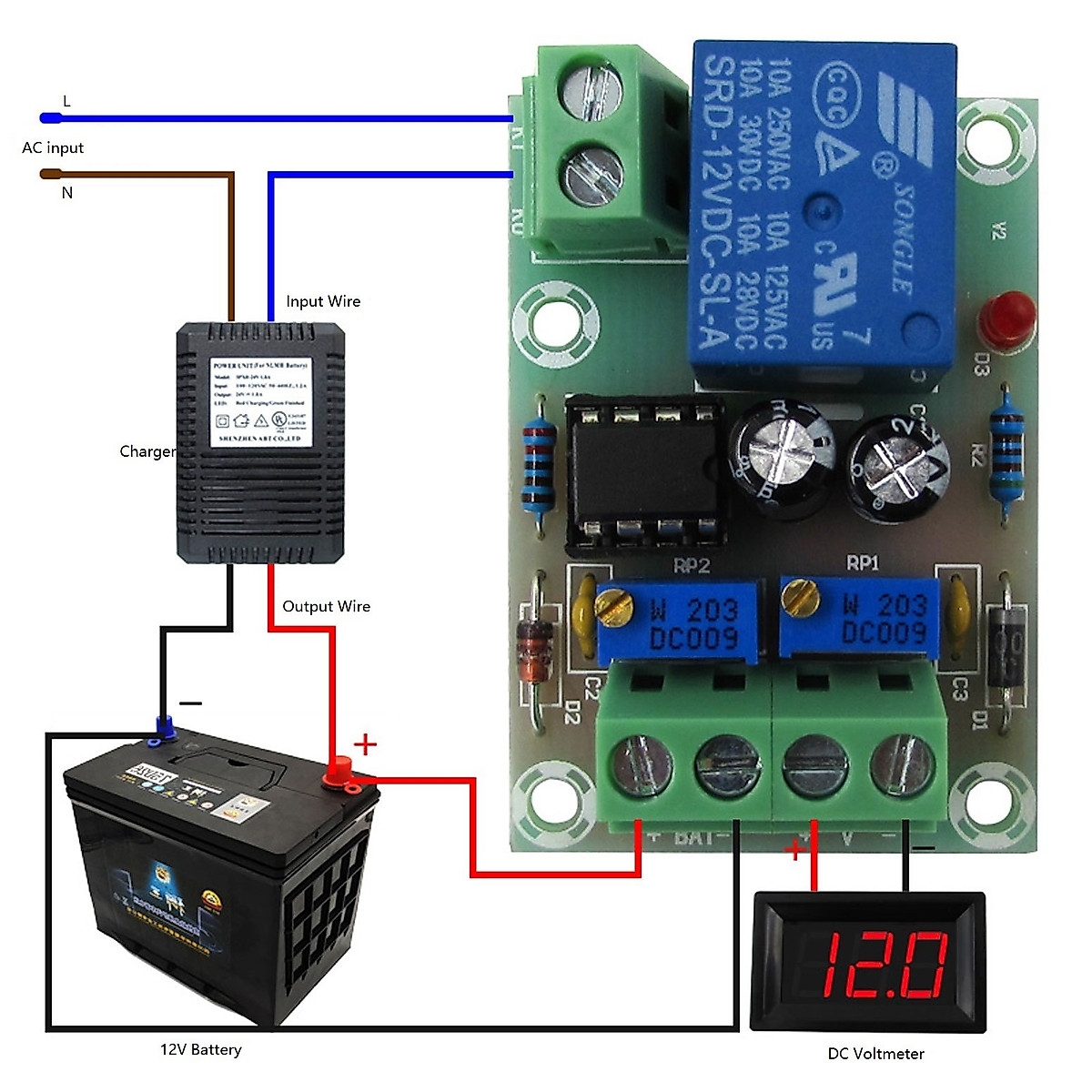 LM YN Battery Charging Control Board DC 12V Intelligent Power Control Board Charger Power Automatically Charged