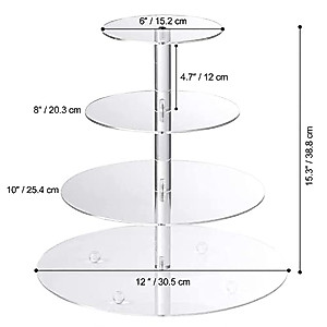 Cupcake Stand, 4-Tier Round Acrylic Cupcake Display Stand Dessert Tower Pastry Stand for Wedding Birthday Theme Party- 15.3 Inches (Transparent)