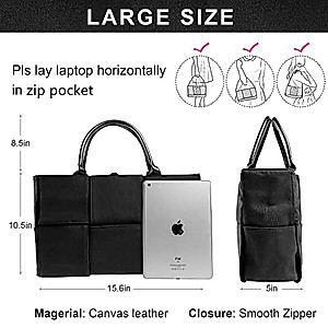 Tote Bag for Women Casual Hobo Bag Black Canvas Bag Large Capacity Satchel Top Handle Bag Message Bag