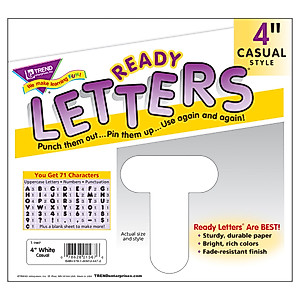 TREND ENTERPRISES, INC. White 4" Casual Uppercase Ready Letters,T-1567