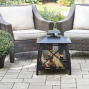 Blue Sky Outdoor Living WBF20 20” Square Wood Burning Outdoor Fireplace with 360-Degree View
