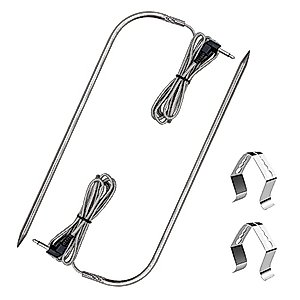 2-Pack Temperature Meat Probe Replacement for All Louisiana Pellet Grills and Smoker Grills, 3.5mm Plug Waterproof BBQ Thermometer Probe Comes with Probe Clip Holder