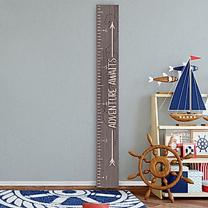 Back40Life Wooden Kids Growth Chart Ruler for Boys and Girls (Adventure Awaits) (Ebony Wash)