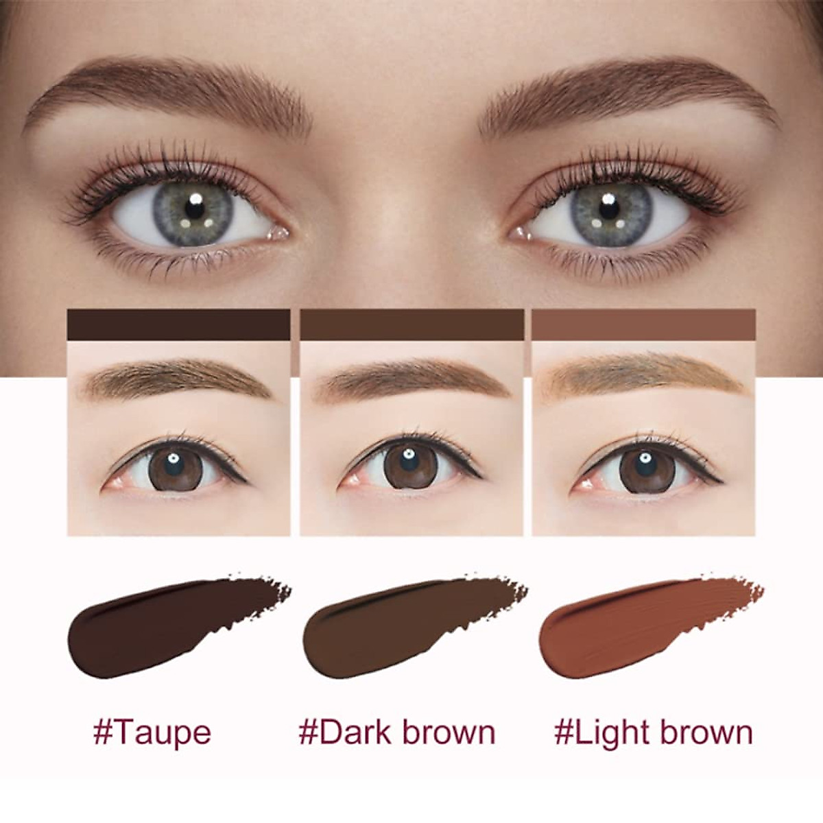 4D Hair Stroke Brow Stamp Brush, Eyebrow Hair Stroke Brush, Multi-Function Eyebrow Brush Ultra-thin Angled Realistic Eyebrow Brush & Eyebrow Cream Makeup Brush Set (Dark brown)