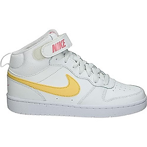 Nike Court Borough Mid 2 (GS) Unisex Adult, 6 US, Summit White/Topaz Gold, 4 Big Kid