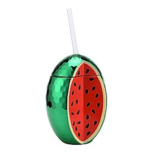 PRTECY Kawaii Fruit Straw Cups, Strawberry Cups Watermelon Tumbler with Lid Portable Cute Water Bottle Mug for Gift Home Office School (720 ML/24 OZ)
