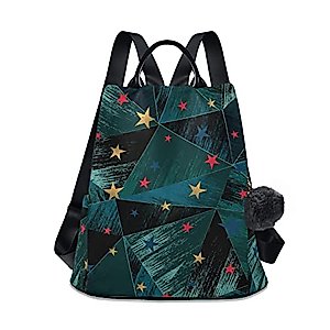 Backpack Purse for Women Fashion Colorful Stars on Geometric Travel Anti-theft School Daypack College Casual Shoulder Bag Medium Size