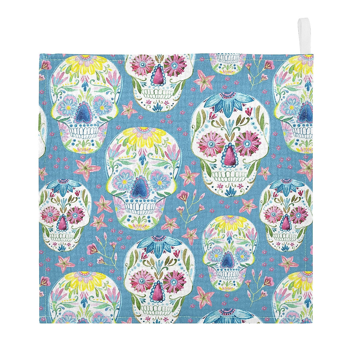 vvfelixl Baby Muslin Washcloths Floral Sugar Skull Baby Burp Cloths Cotton Baby Face Towel for Newborn Infants Boys Girls Soft and Absorbent 11.8 X 11.8 in, 3 Pack Blue