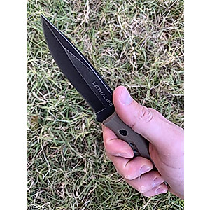 LETHALIFE Tactical Fixed Blade Hunting Knife - Full Tang, Coyote Brown