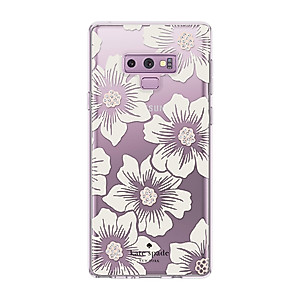 kate spade new york Defensive Hardshell Case for Samsung Galaxy Note9 - Hollyhock Floral Clear/Cream with Stones
