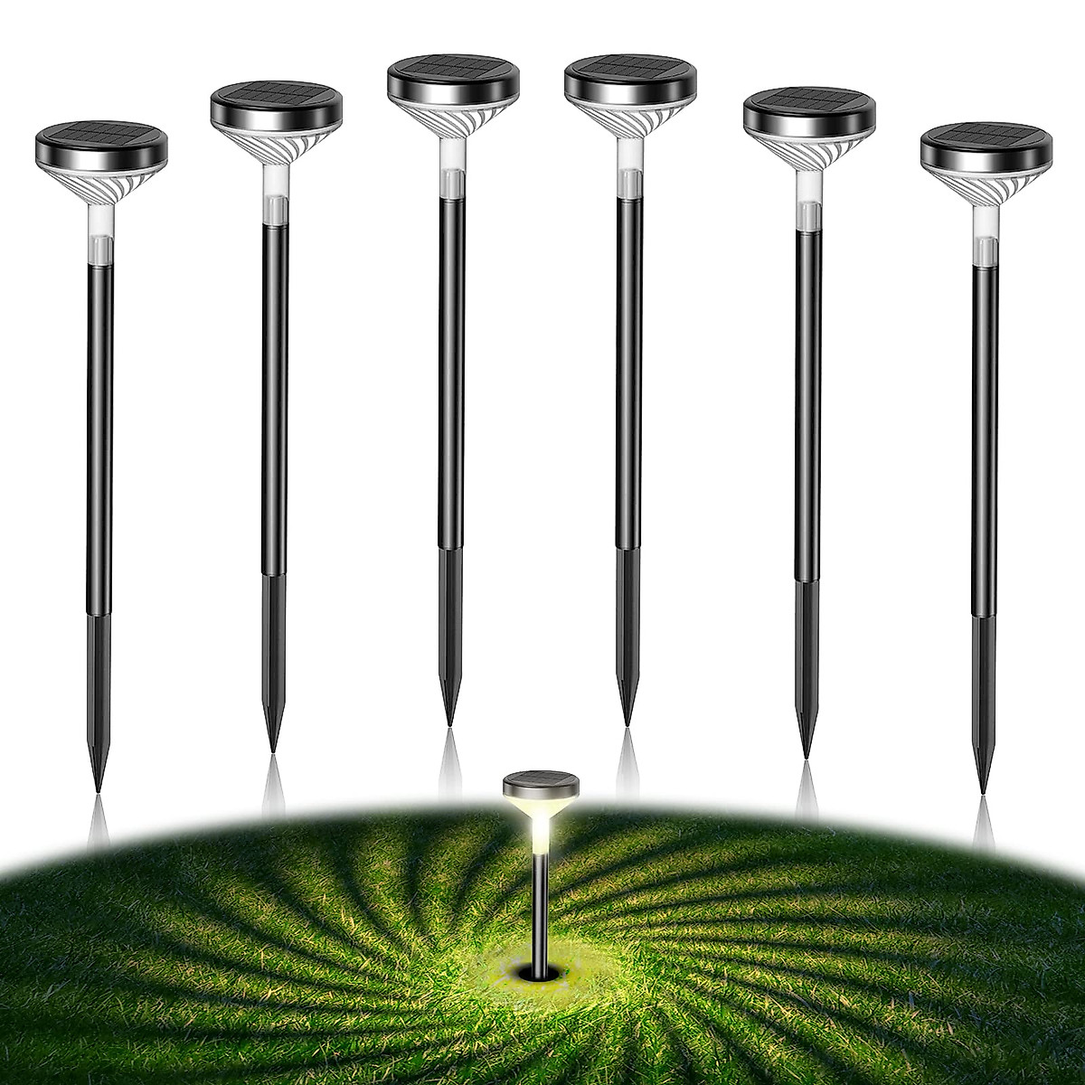 Buloti Solar Pathway Lights, 6 Pack 3 Lighting Modes Solar Outdoor Lights Pathway, Bright Solar Garden Lights Outdoor Waterproof Warm White Solar Path Lights for Walkway, Yard Landscape Lighting