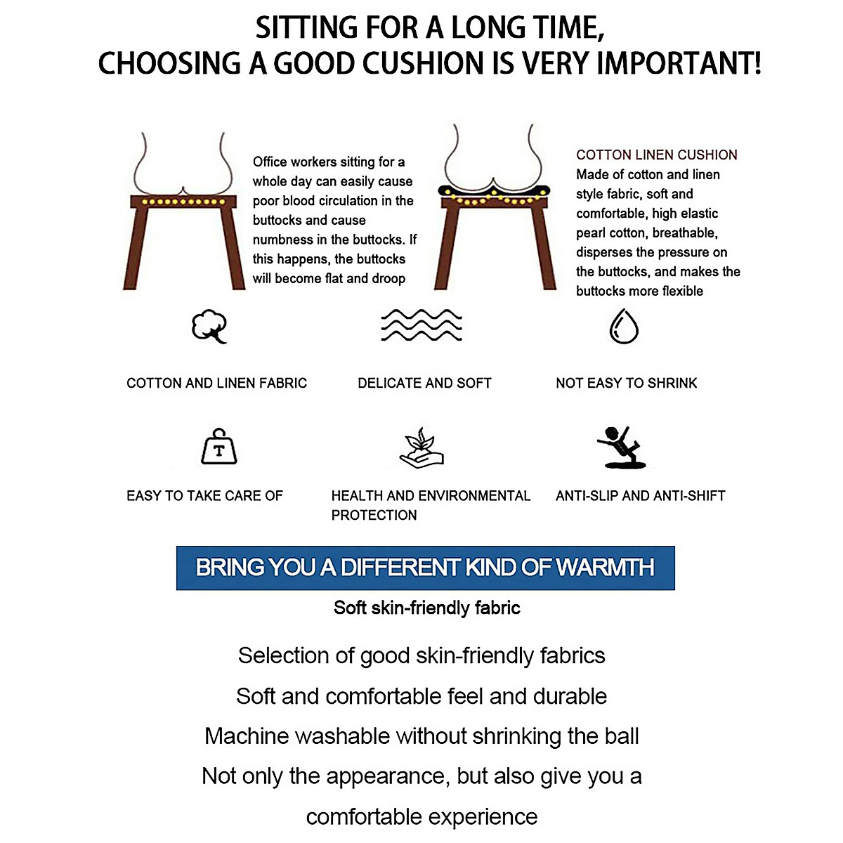 Chair Cushions for Dining Chairs Set of 4 - Thin Office Chair Cushion, Chair Pads for Dining Chairs, Dining Room Chair Cushions, Kitchen Chair Cushions Set of 4 (Khaki, 4), 15x15 Inches