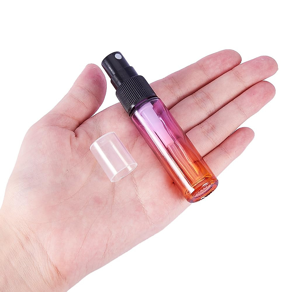 BENECREAT 9 Packs 10ml Rainbow Color Glass Spray Bottle Refillable Fine Mist Spray Bottle for Perfume Essential Oil