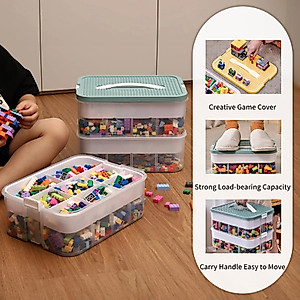 Toys Organizer Storage Case Plastic Storage Container Box for Lego Stackable Building Block Playroom Organization Bin for Lego, Board Games, Craft Supplies