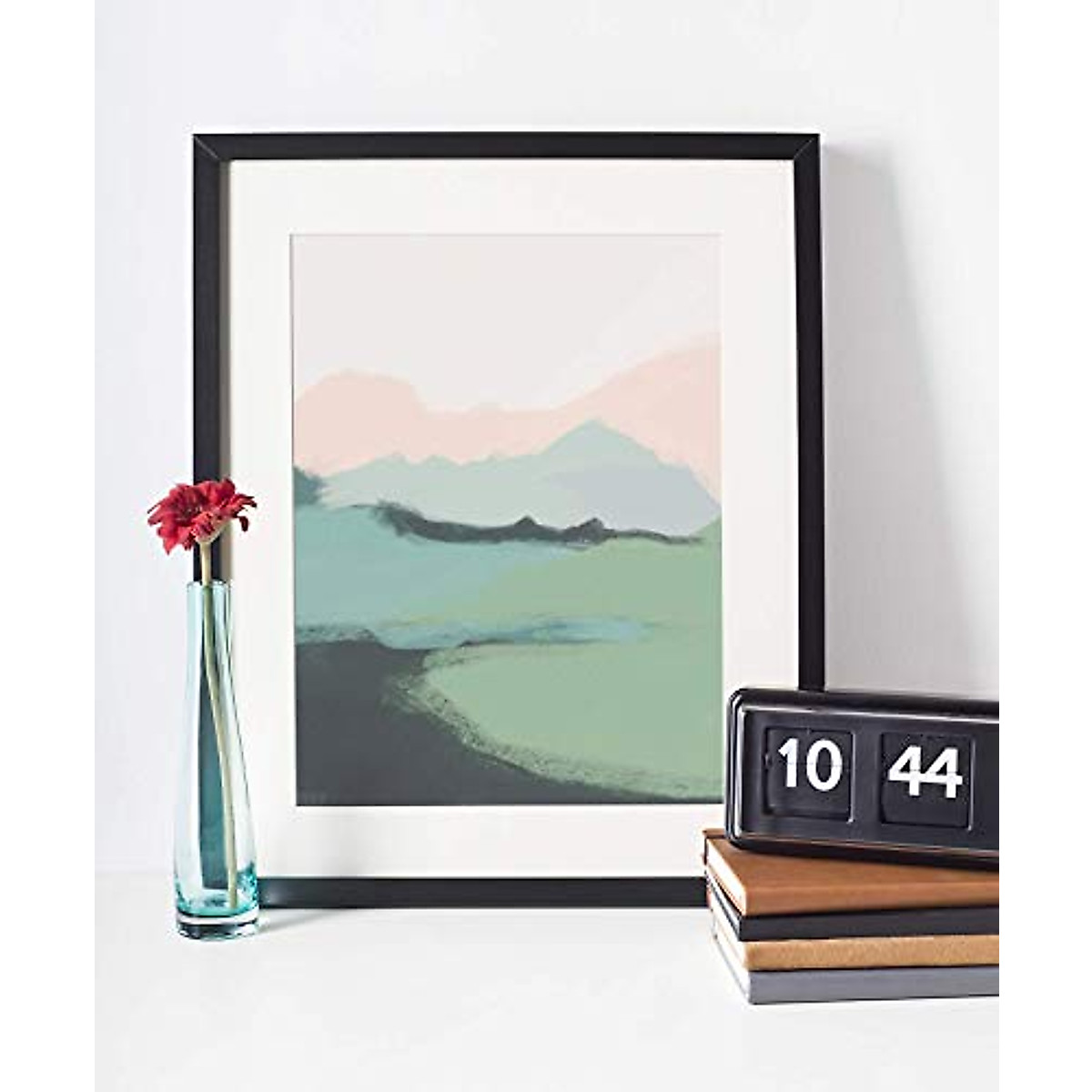 Mountain View, Minimalist Abstract Art, Blue Green Contemporary Wall Art For Home Decor, Modern Boho Art Print Poster, Country Farmhouse Wall Decor 11x14 Inches, Unframed (Mountain View #1)