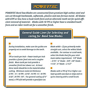POWERTEC 59-1/2 Inch Bandsaw Blades, 1/4" x 6 TPI Band Saw Blades for Wen 3959, Sears Craftsman, Porter-Cable, Ryobi, Delta, B&D and Skil 9" Band Saw for Woodworking, 1 Pack (13102V)