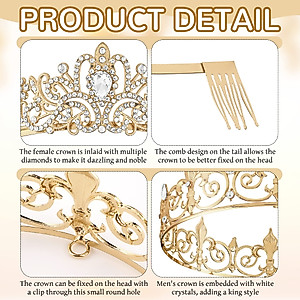 Lyrow 4 Pcs Halloween Prom Crowns and Sashes Set Graduation Prom King and Queen Tiara Sash for Party Favors Women Wedding Birthday Party(Black, Gold)