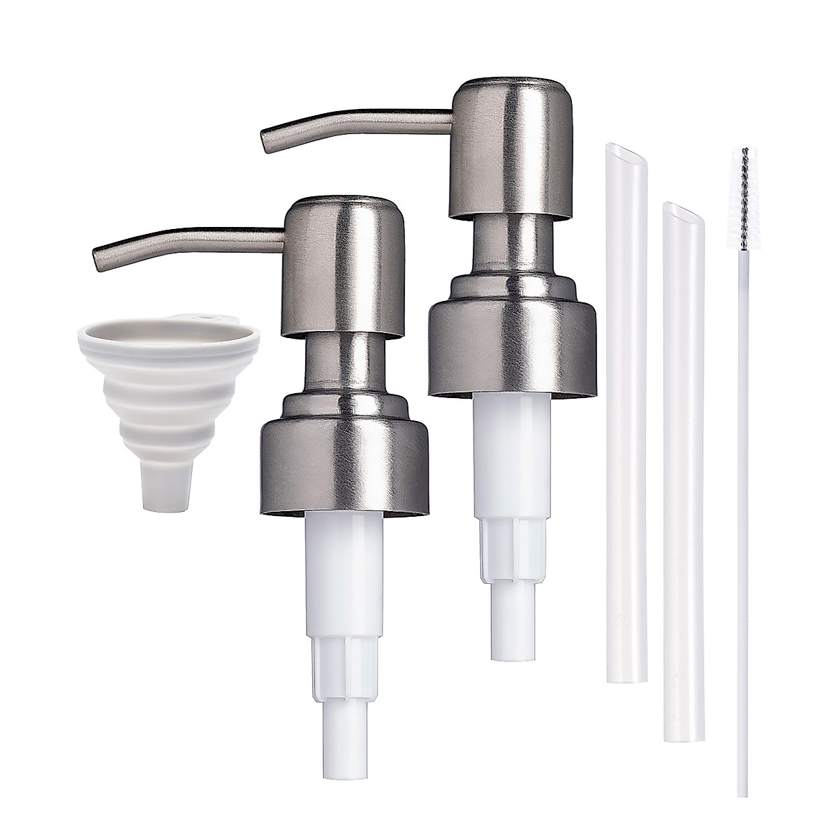 Easy Tang Durable 304 Rust Proof Stainless Steel Pump Head, Kitchen Soap Dispenser Pump Replacement for Regular Mouth Bottle(Silver 2 Pack)