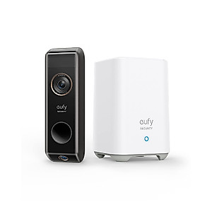 eufy Security Video Doorbell Dual Camera, 2K HD, Wireless, Battery-Powered, HomeBase, Dual Motion Detection, Smart Recognition, No Monthly Fee, 16GB Storage