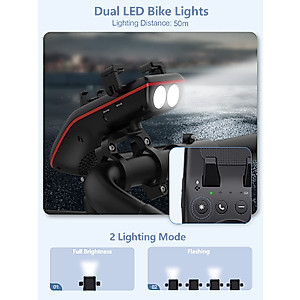 Weduda Multifunctional Bike Phone Holder,Portable Bluetooth Speaker with Microphone and LED Lighting, External Bicycle Bell, 5000mAh Power Bank - Ideal for Adult Road & Mountain Cycling