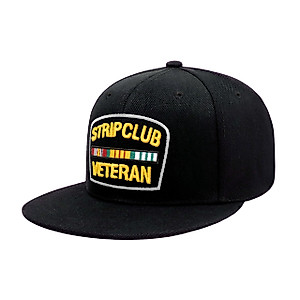 CHOK.LIDS Strip Club Veteran Flat Visor Ball Cap Baseball Cap Snapback Closure PS101 (PS101 Black)