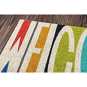 Novogratz by Momeni Aloha Collection Welcome Doormat, Multi, 1'6" x 2'6", Multicolor, 1'-6" x 2'-6"