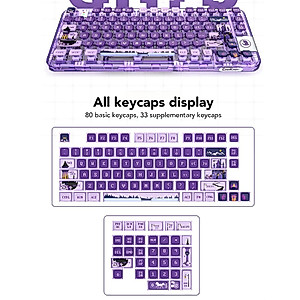 Heayzoki BT Mechanical Keyboard, Wireless RGB Gaming Keyboard, Hot Swappable Triple Modes 2.4G Wired BT Transparent Case Keyboard with 2 Layers Keycaps for Office School