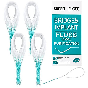 200 Pcs Floss Threaders for Bridges, 4 Packs Dental Floss for Braces, Bridges and Implants, Periodontal Disease Teeth Flossing