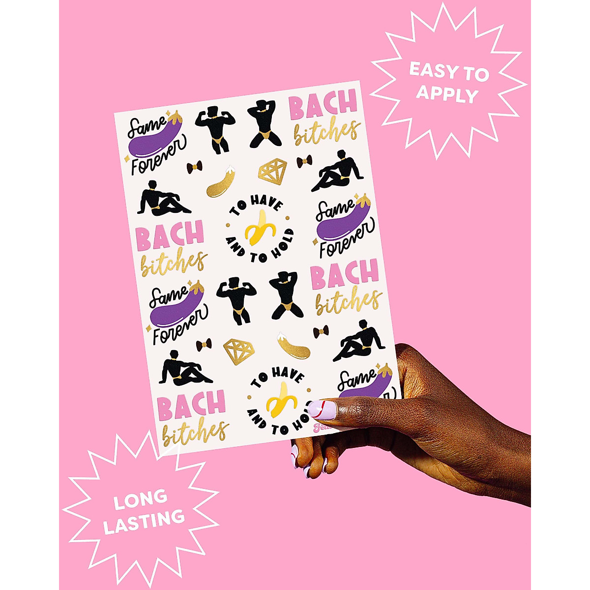 xo, Fetti Bachelorette Tattoos - 40 Glitter Styles | Bachelorette Party Decoration, Bridesmaid Favor, Bride to Be Gift + Bridal Shower Supplies