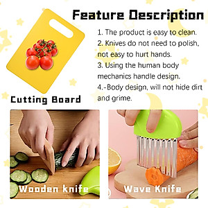 28 Pcs Plastic Toy Kitchen Tools Sets for Kids - Safe Knives Set with Cutting Board,Crinkle Serrated Edges/Wooden Cutter, Fruit Vegetable Mold/Peeler, Kids Knifes for Cooking with Protective Clothing