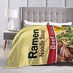 Jikokuten Ramen Noodle Soup Beef Flavor New Super Soft Flannel Blanket Lightweight and Comfortable Luxury Blanket Warm Bed Sofa Office Camping (Large (80 in x 60 in))