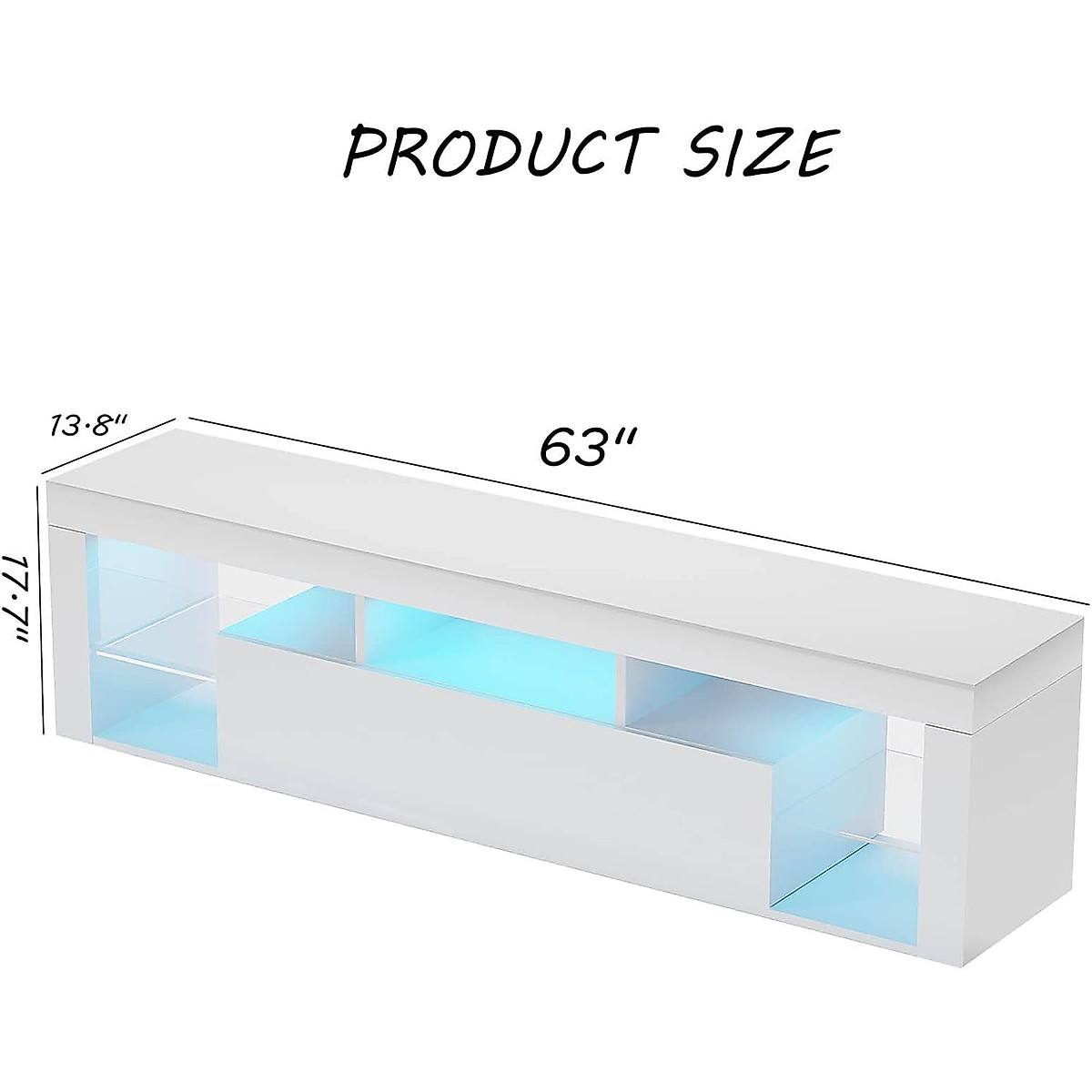 Gitua Floating TV Stand Wall Mounted, High Gloss LED Floating Entertainment Center with Storage&Adjustable Glass Shelf, TV Stand for 65 Inch TV, Gaming Media Center Console Table with Lights, White