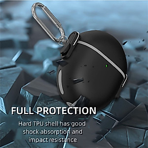 SKPY Case for Google Pixel Buds Pro with Snap Switch Security Clip, with Cleaning Pen Protective Black Pixel Buds Pro Case with Carabiner & Lanyard