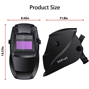 Goflas Welding Helmet Auto Darkening Solar Powered True Color Welder Helmet Welding Hood for MIG TIG Stick Welder Black