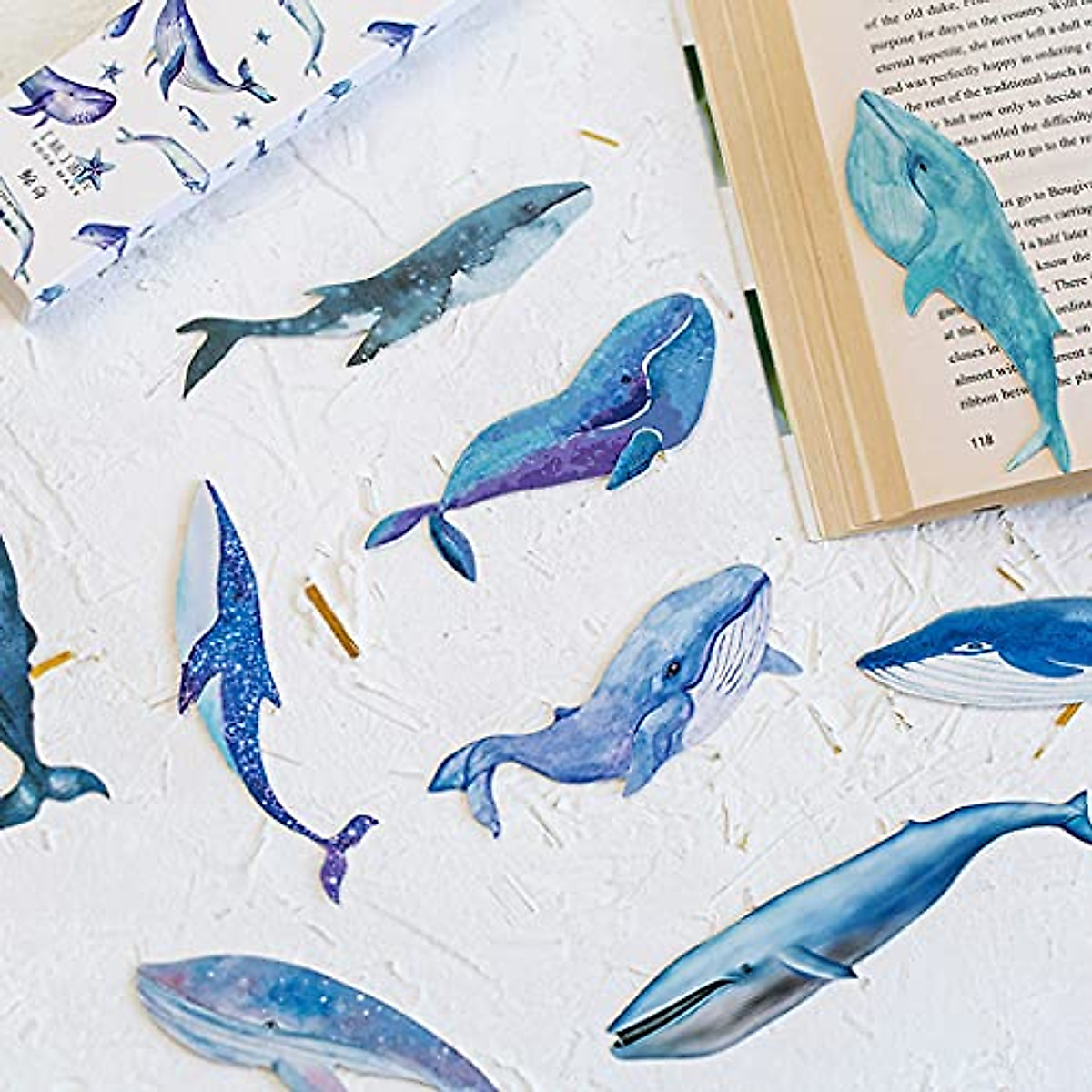 BEERBINGER Bookmarks, Whale Fish Shape Bookmarks Cute Book Mark Stationery Reading Accessories Paper Book Label 30 Pcs